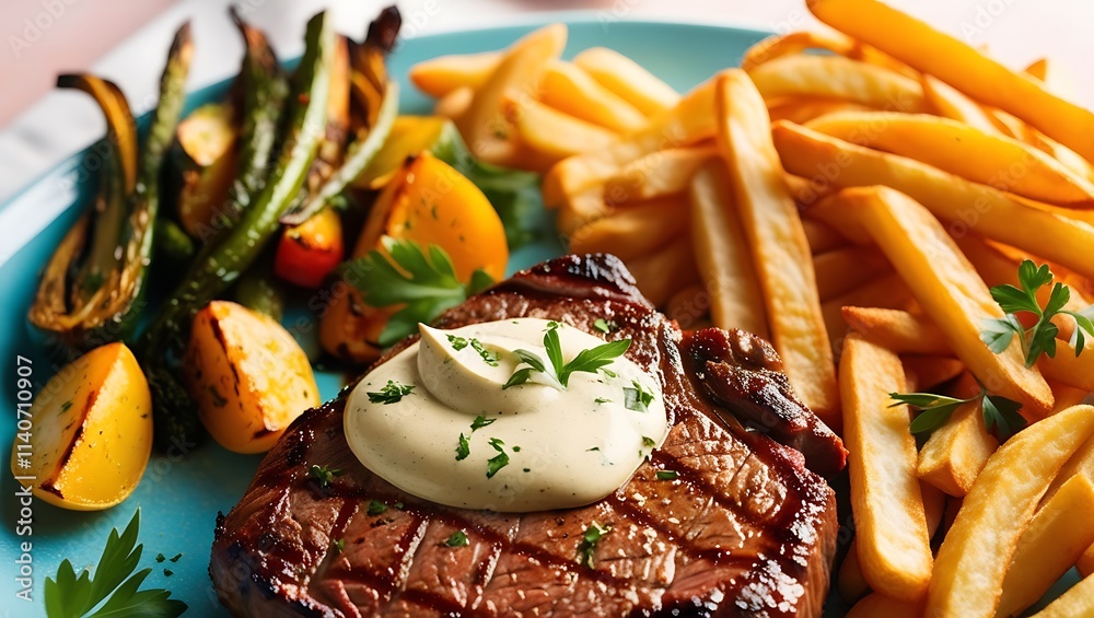 This vibrant and professionally styled food still life showcases a ...