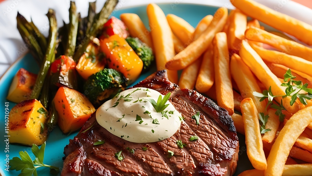 This vibrant and professionally styled food still life showcases a ...