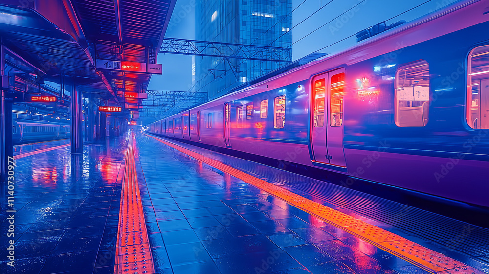 Ultra-detailed and realistic view of an empty Osaka train station at ...
