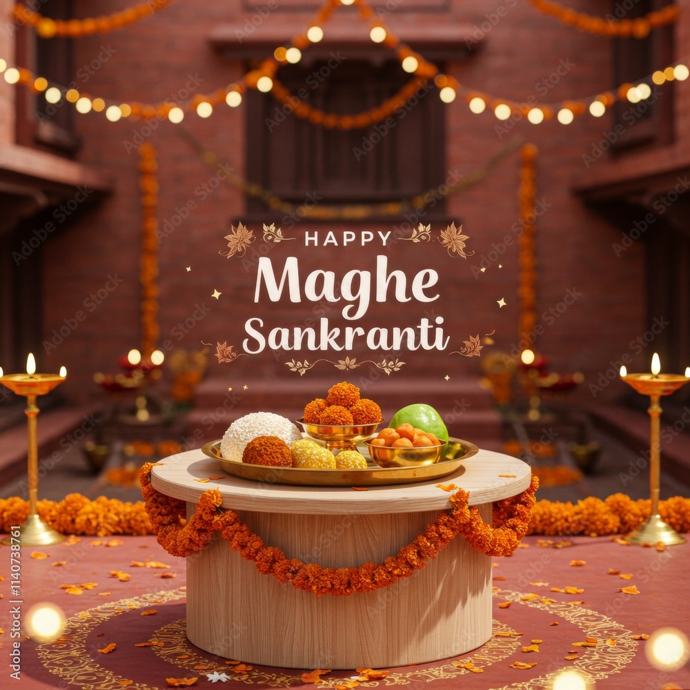 Stock-Foto „Maghe Sankranti, Makar Festival Celebration, Food Plate ...