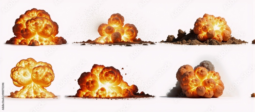 Realistic explosion effects with booming sounds and fiery details on ...