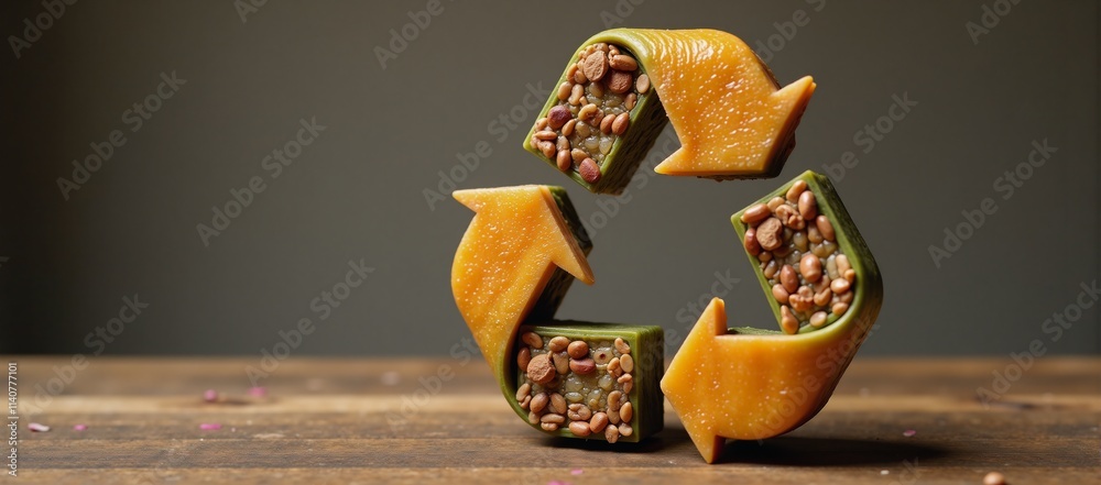 High-Res Eco-friendly art depicts a creative recycling symbol made of ...
