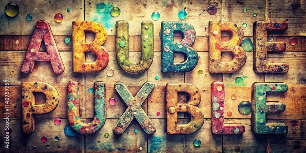 Vintage Bubble Letter Graffiti Art, Retro Graffiti Alphabet, Old School ...