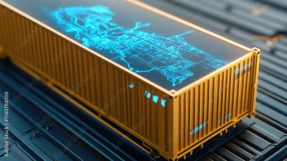 Stock-Illustration „ shipping container with a digital map projected ...