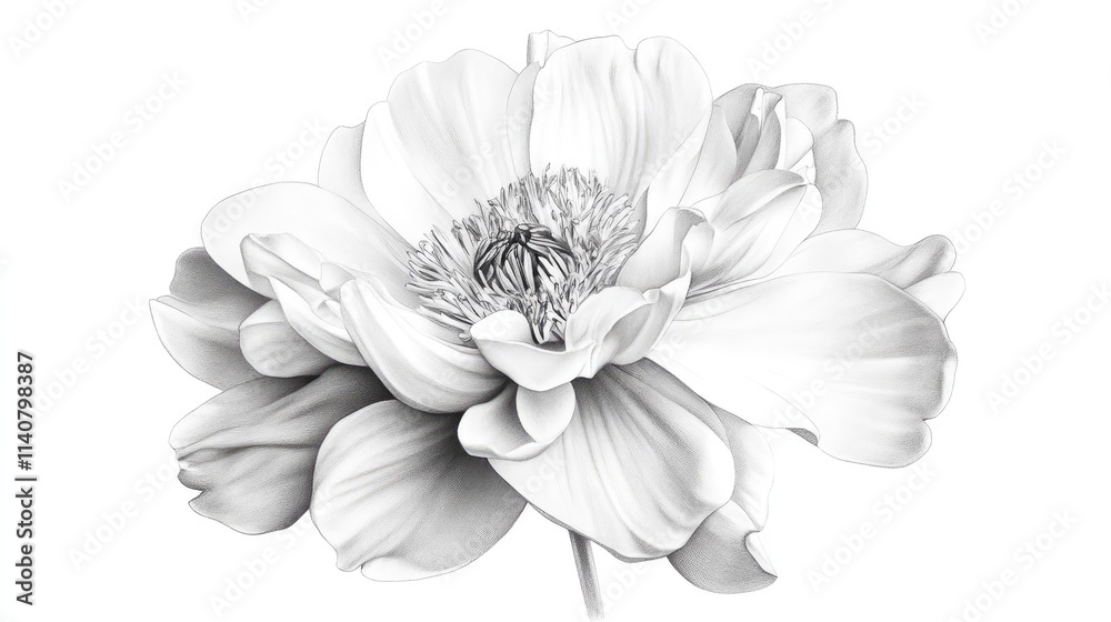 Stunning detailed pencil drawing of a white lotus flower showcasing ...