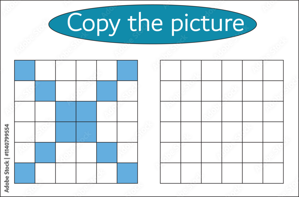 Copy the picture. Printable worksheet. Pixel art. Drawing skills ...