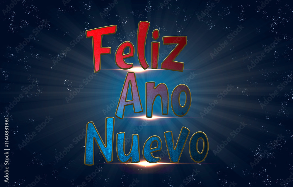 Happy New Year in Spanish language feliz ano nuevo banner, greeting ...