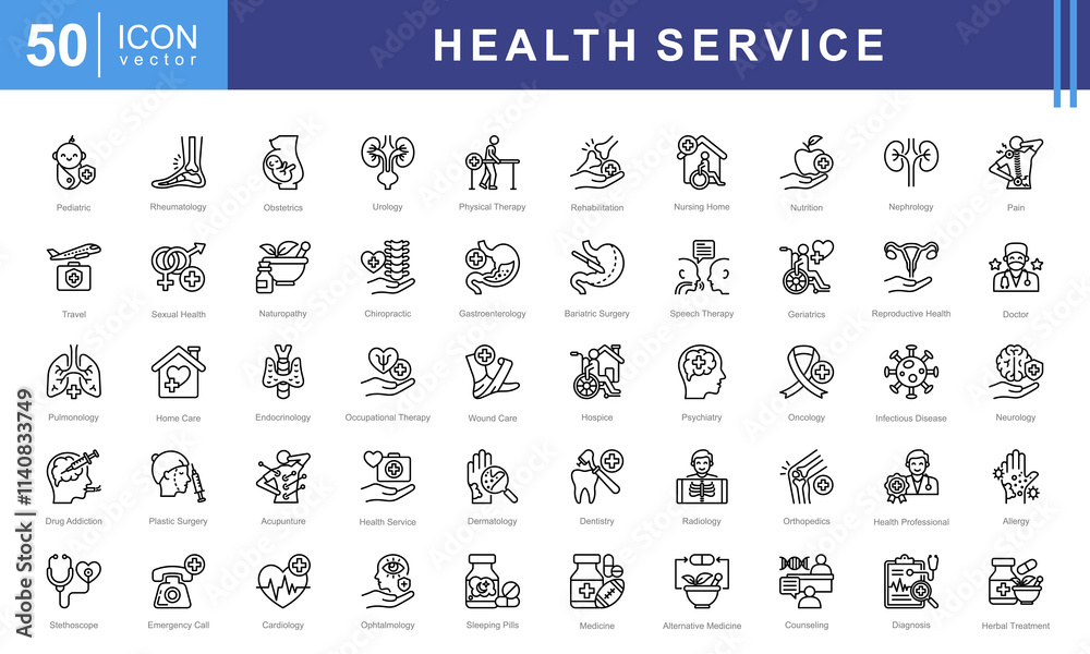 Health Service icon represents medical care, wellness, and support for ...