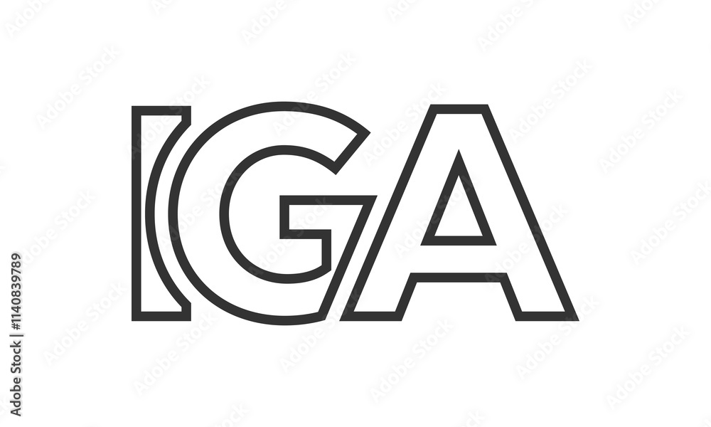 IGA logo design template with strong and modern bold text. Initial ...