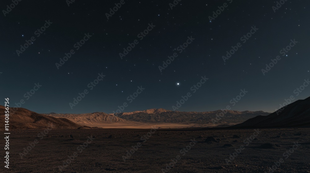 Mars surface, alien planet landscape. Night space game background with ...