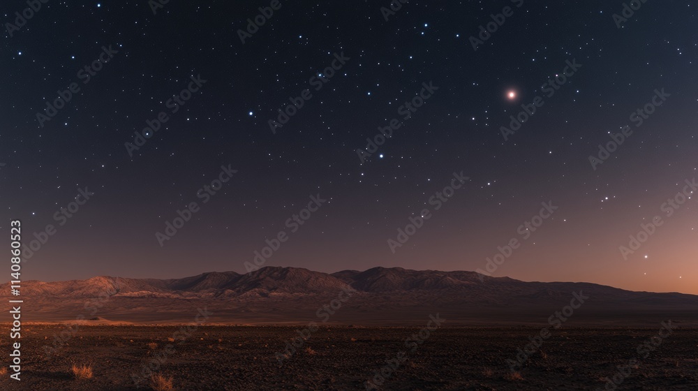 Mars surface, alien planet landscape. Night space game background with ...