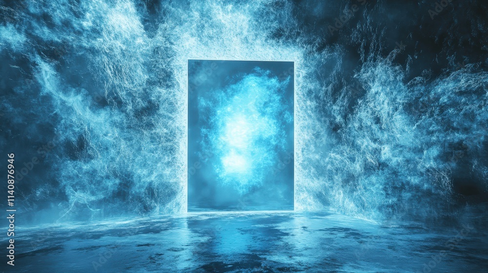 portal opening into a new dimension, revealing a barren world with ...