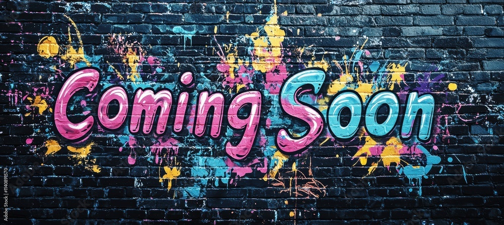 Graffiti-Inspired "Coming Soon" Banner on Brick Wall - Urban Design for ...