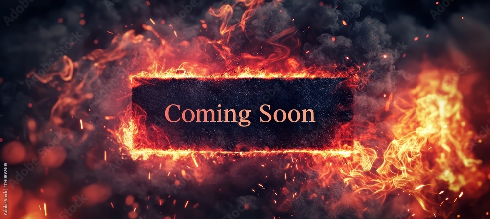 Fiery Coming Soon Banner - Cinematic Design with Smoke and Sparks for ...