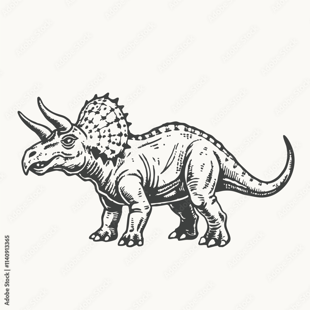 Triceratops big dangerous dino dinosaur. Cartoon character illustration ...