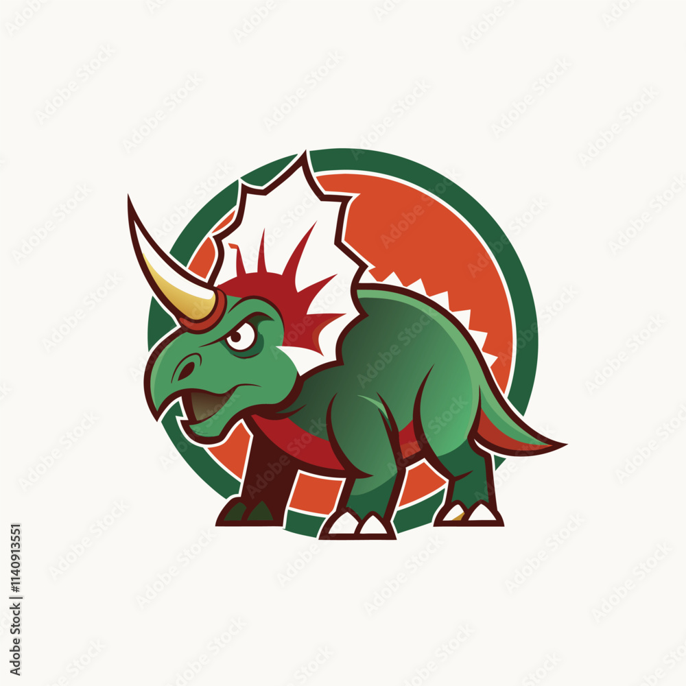 Triceratops big dangerous dino dinosaur. Cartoon character illustration ...