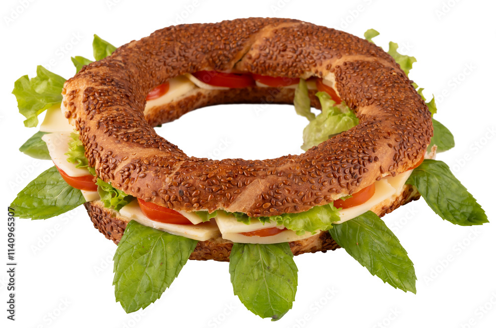 Bagel sandwich, side view image of delicious bagel sandwich ...