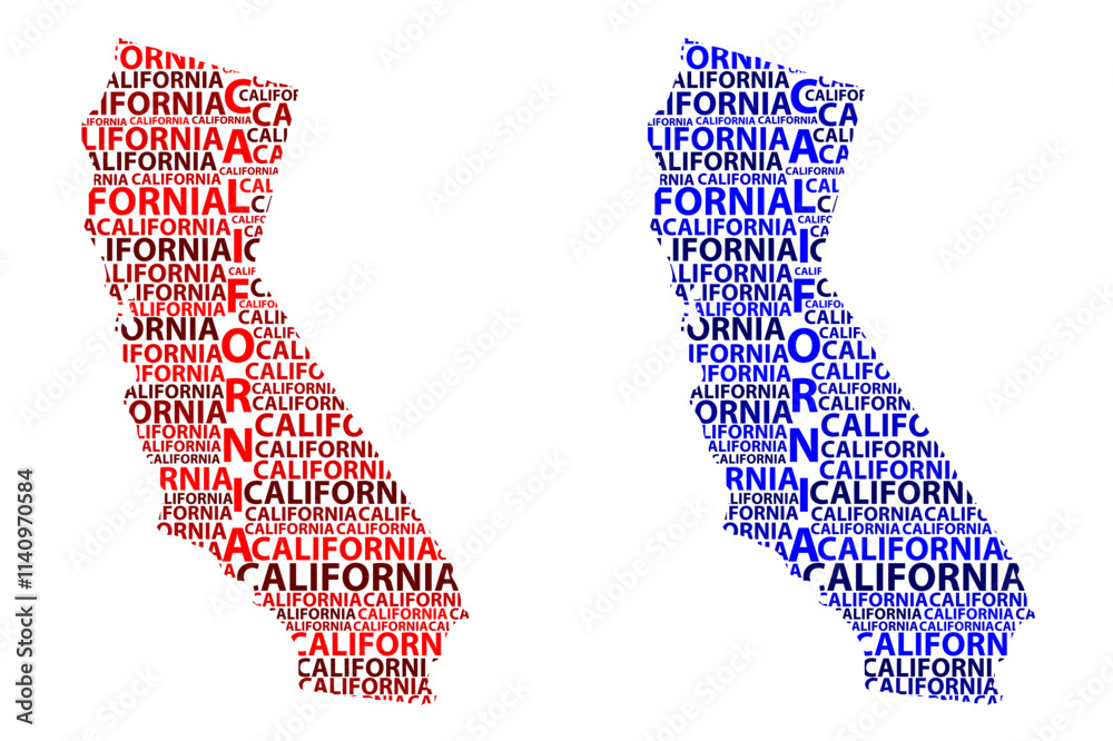 Sketch California (United States of America, The Golden State) letter ...
