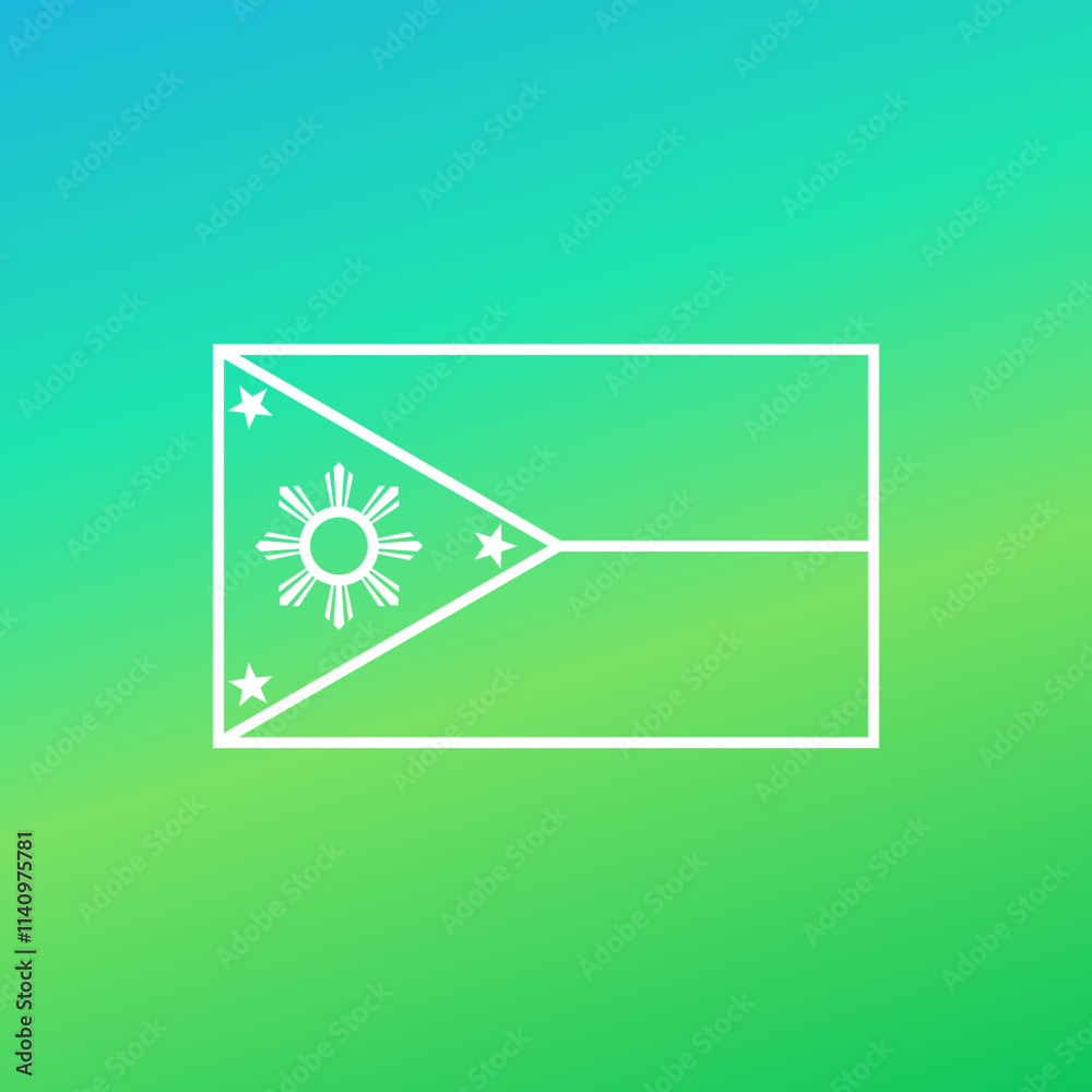 Simple outline flag of Philippines with a thin line Stock Vector ...
