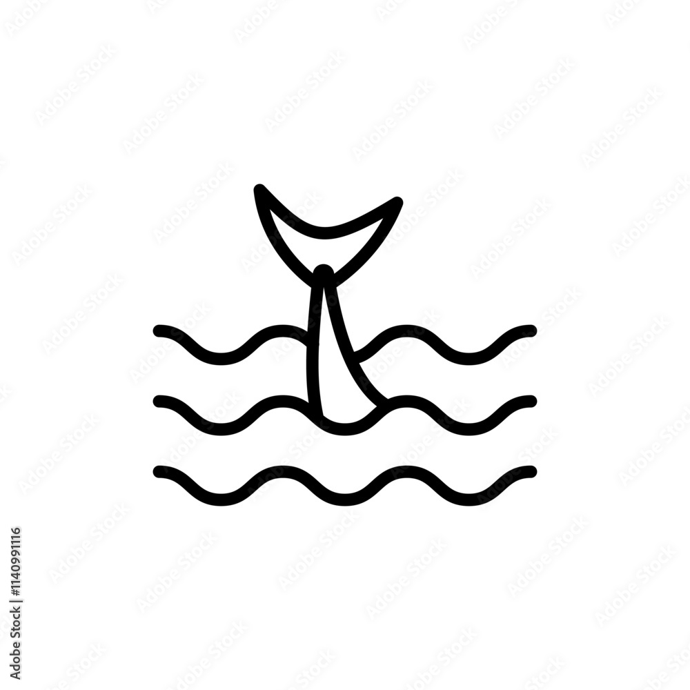 Fish line icon. Seafood product sign, ocean fish cooking or culinary ...