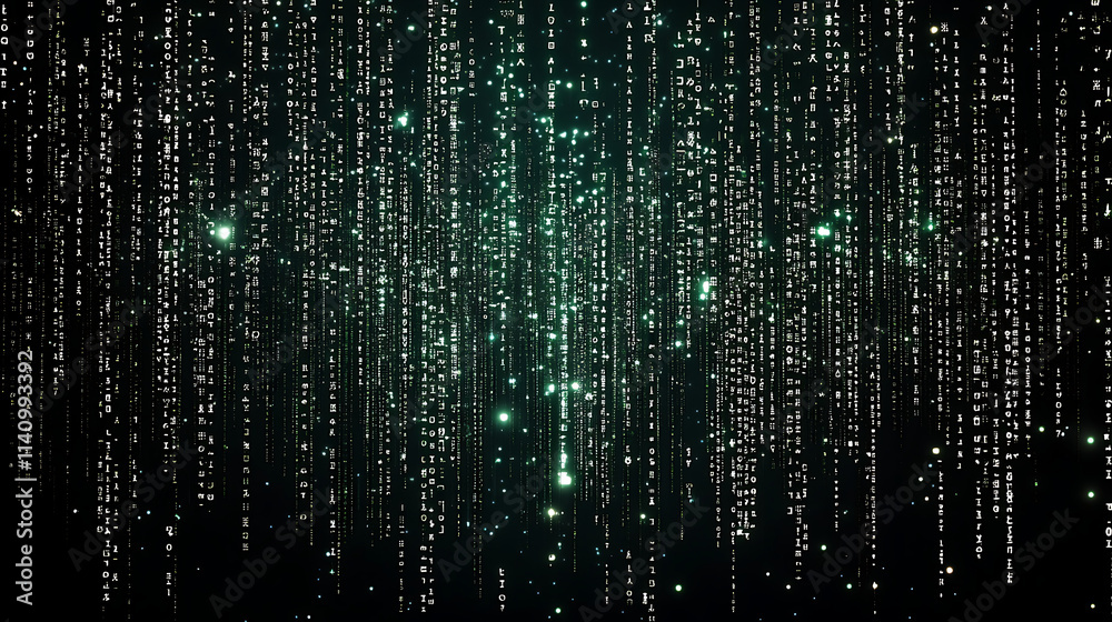 White binary matrix code numbers on black background, for overlay and screen layer modes Stock ...