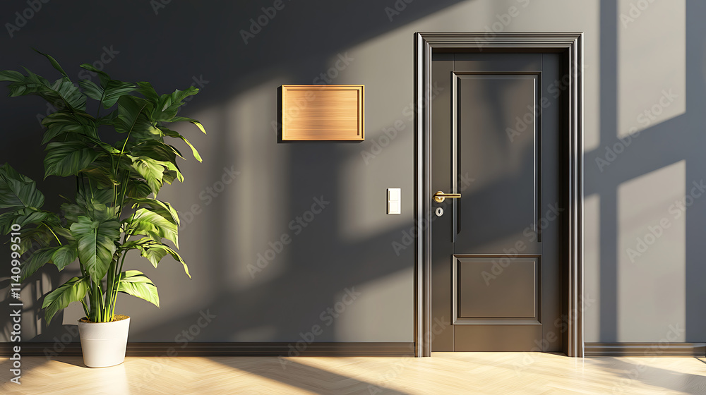 Name plate design mockup handing on door, 3d render, door sign mock up ...