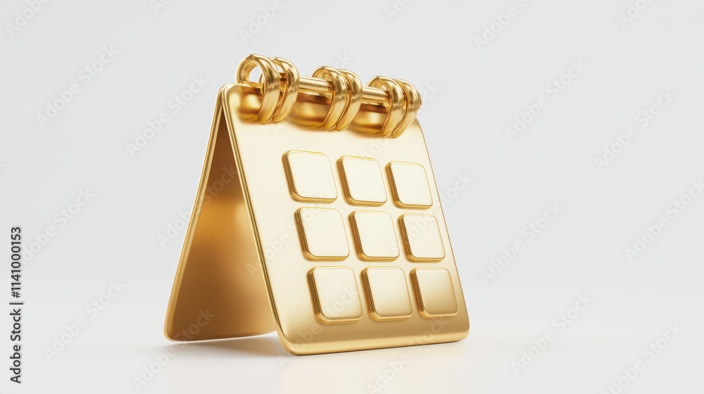 3D illustration of a sleek metallic Calendar February 2025 icon with a ...