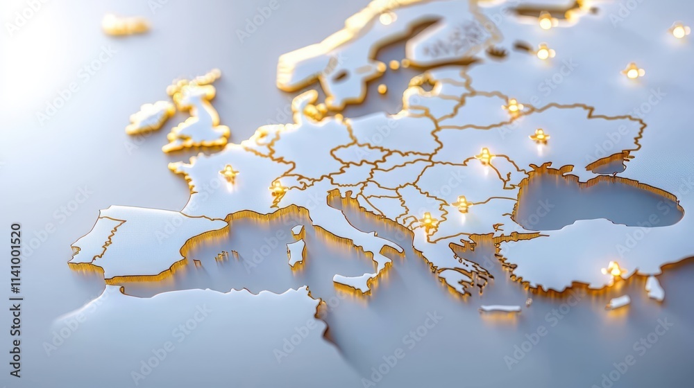 Europe political map, country names and capitals, borders highlighted ...