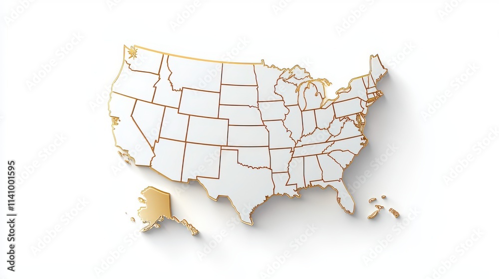 A plain white background map of the US showing only major state lines ...