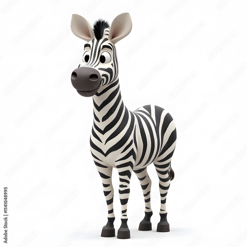 Cute 2D Zebra Character Clipart for Kids Isolated on White Background ...