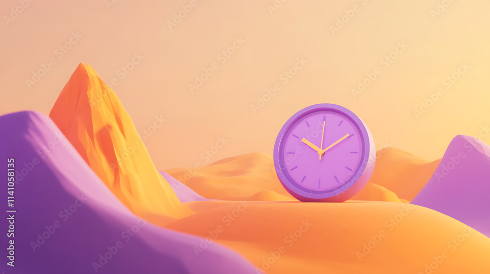 Analog timekeeping with a purple clock icon the three-of the clock ...
