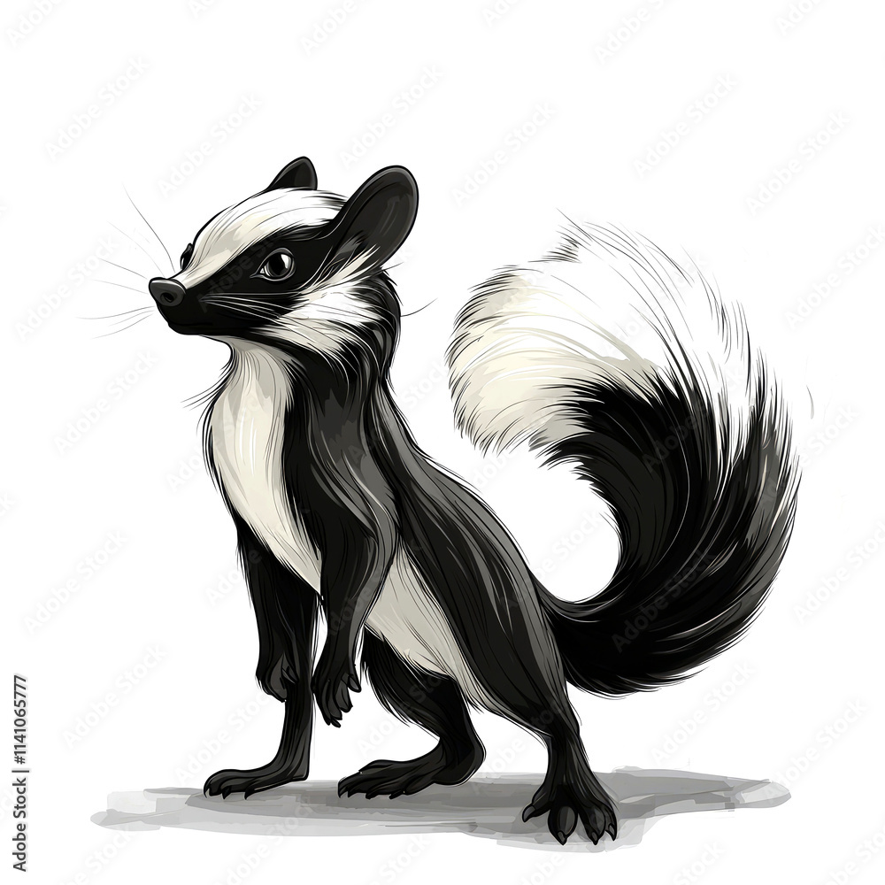Cute cartoon hog-nosed skunk illustration. Stock Illustration | Adobe Stock