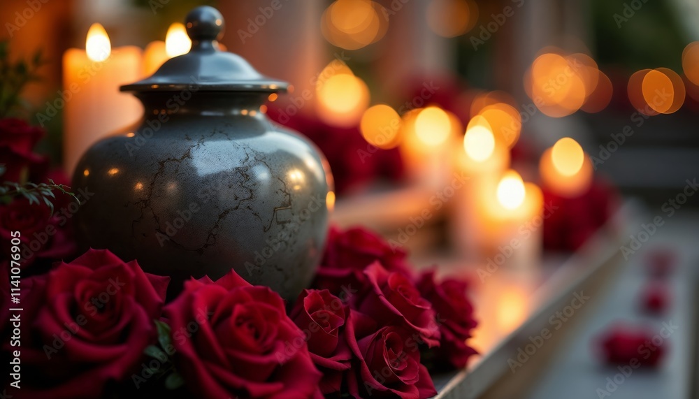 Funeral memorial, sympathy card, remembrance poster, peaceful ...