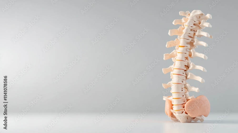 Realistic 3D anatomy model presents a detailed view of the human spinal ...