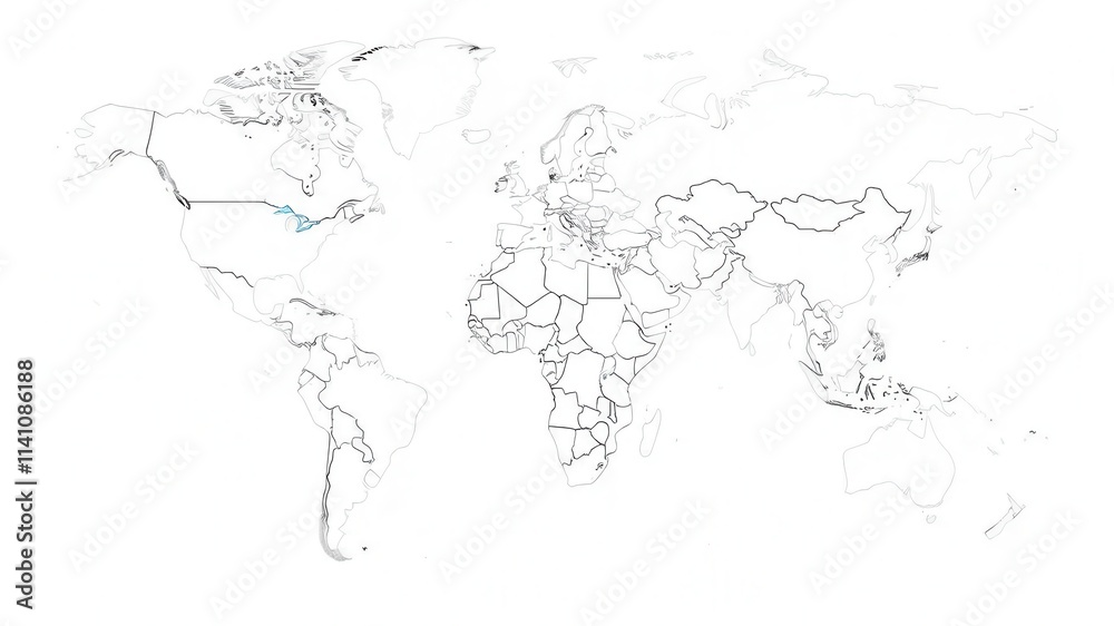 World political map in shades of blue and white, vector illustration ...