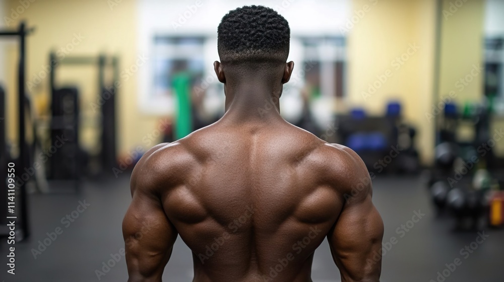 Strong Bodybuilder Showcasing Muscular Back, Dynamic portrayal of Asian ...