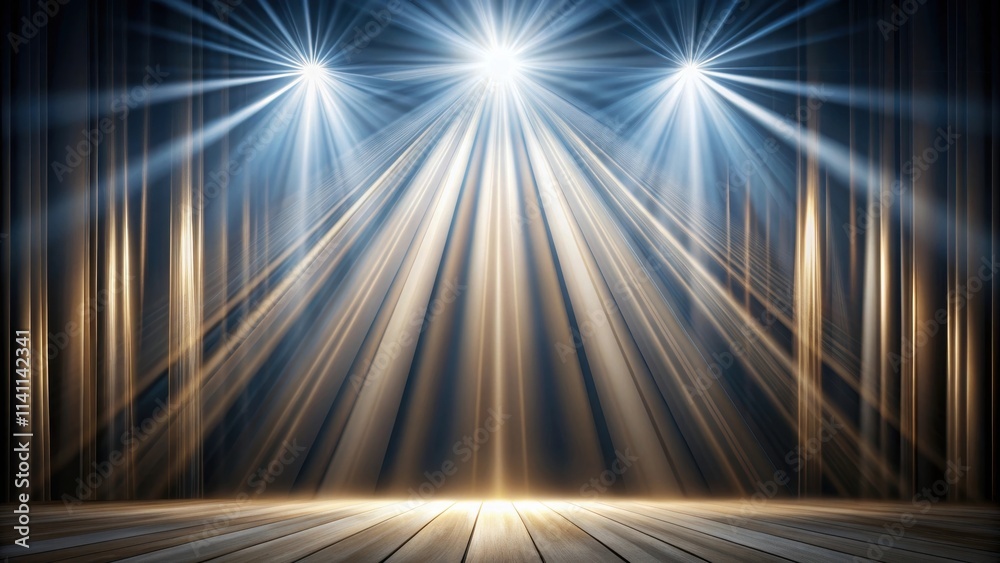 Volumetric rays of light shining through thick air curtain , light rays ...