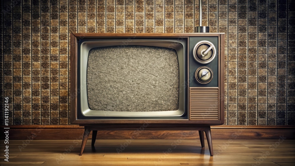 Vintage television screen displaying no signal monoscope, old, TV, no ...