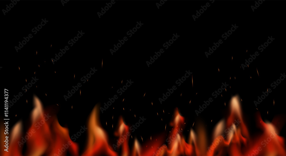 Isolated Translucent Fire Flames flames effect and Sparks effect on ...