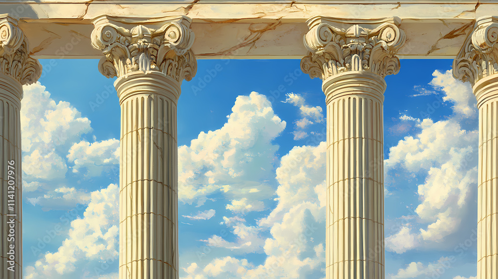 Four classical columns in ancient greek and roman architecture: doric ...