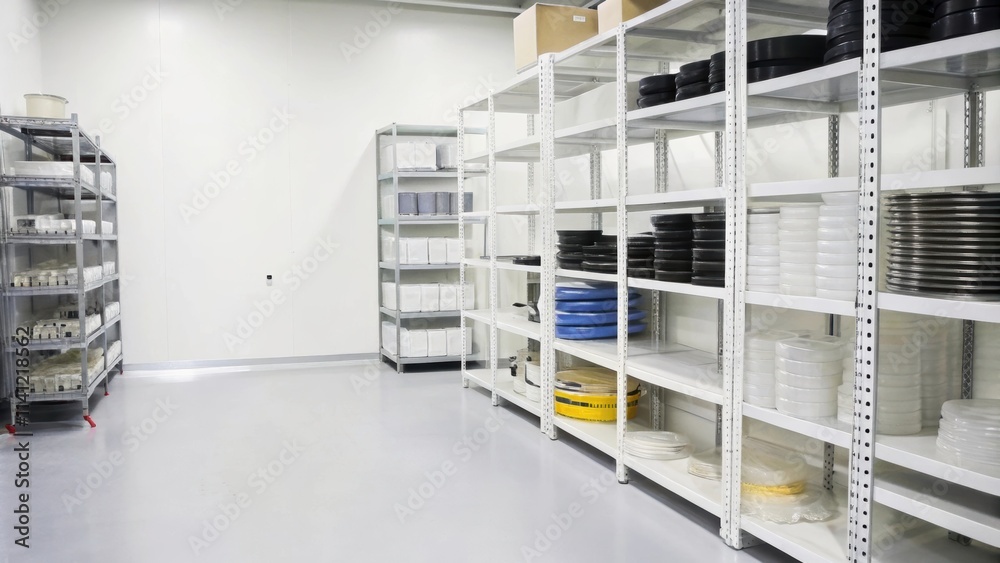 A cleanroom storage area stocked with materials needed for ...