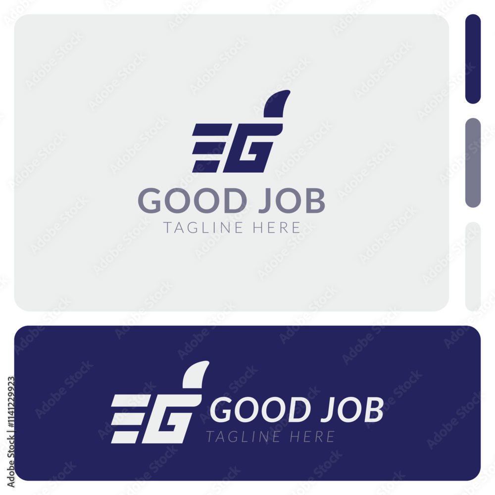 Vector de Stock Good job logo with thumbs up illustration. This logo is ...