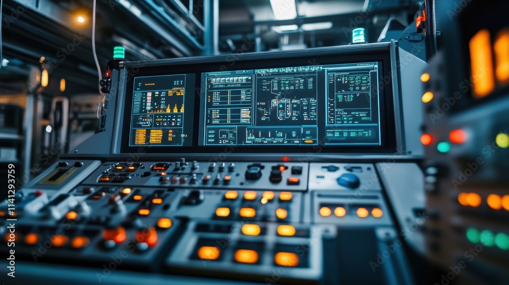 The inner workings of a robotic control panel filled with a complex ...