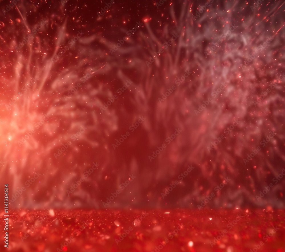 Abstract red background with scattered strobe lights creating a dynamic ...