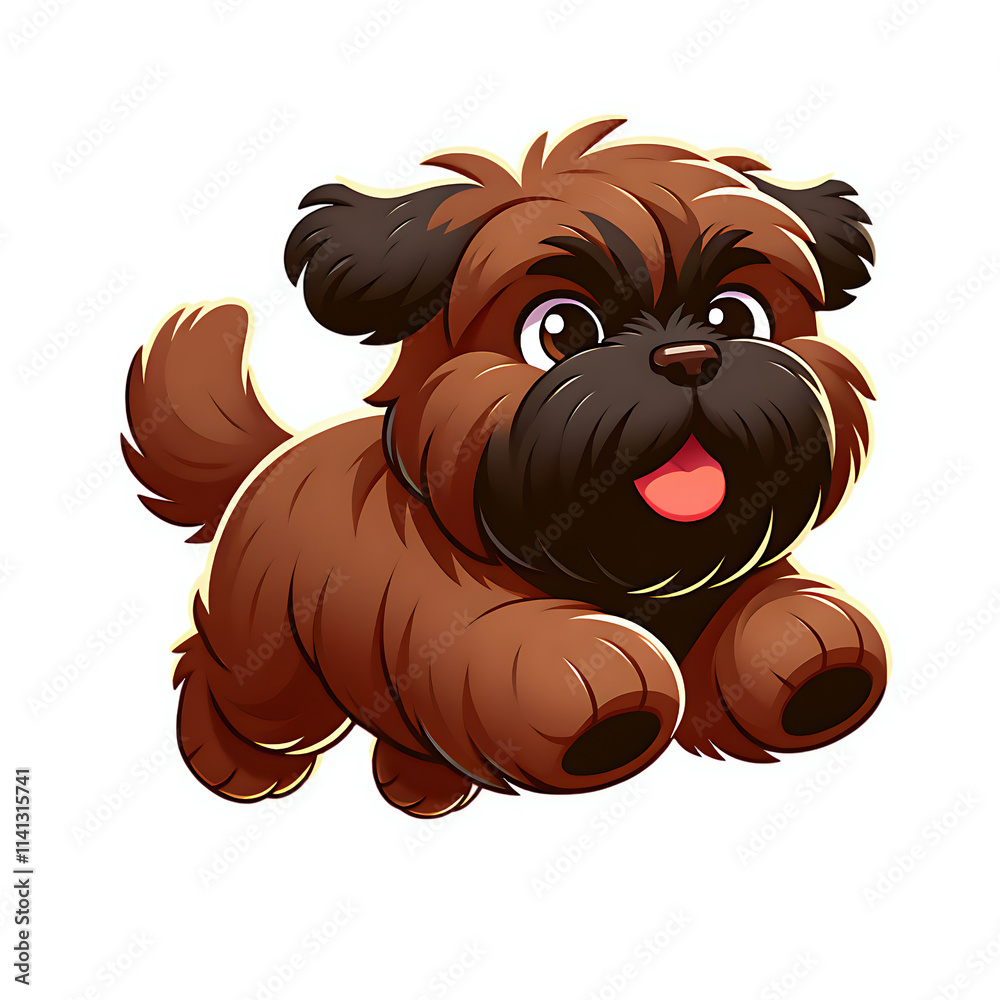Cartoon bouvier des flandres puppy happily running clip art ...