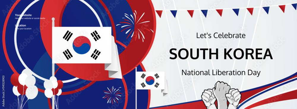 South Korea National Day greeting banner concept. August 15th is ...