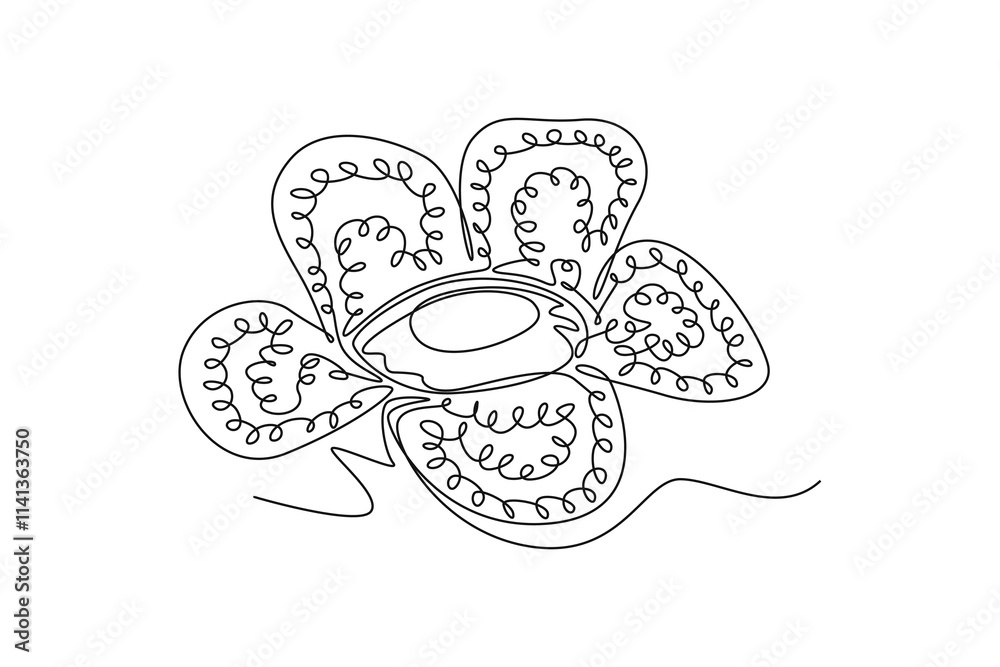 Continuous one line drawing beauty fresh corpse lily for home wall art ...