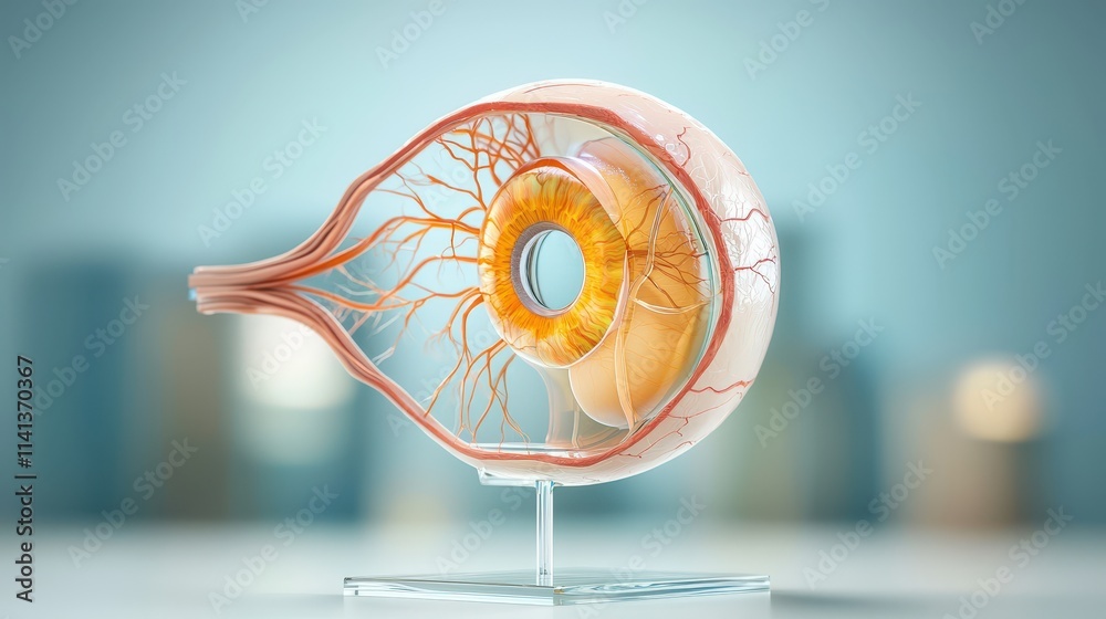 Cross-section of the human eye, detailing its internal structure Stock ...