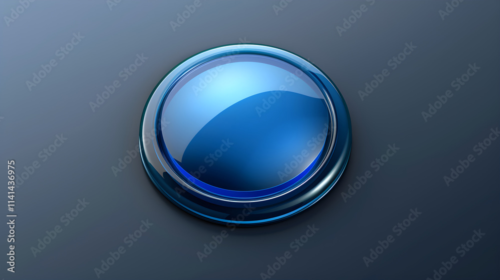 Modern Blue Circular Button Icon with Gradient and Glossy Finish for UI ...