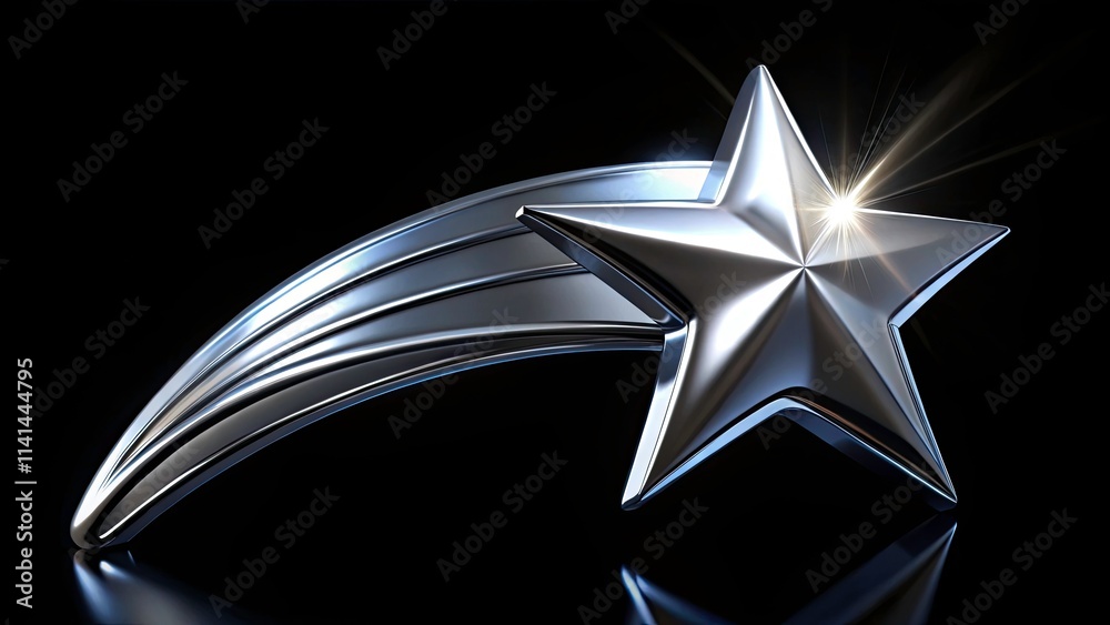 Shiny Chrome Shooting Star PNG - High-Quality Transparent Background ...